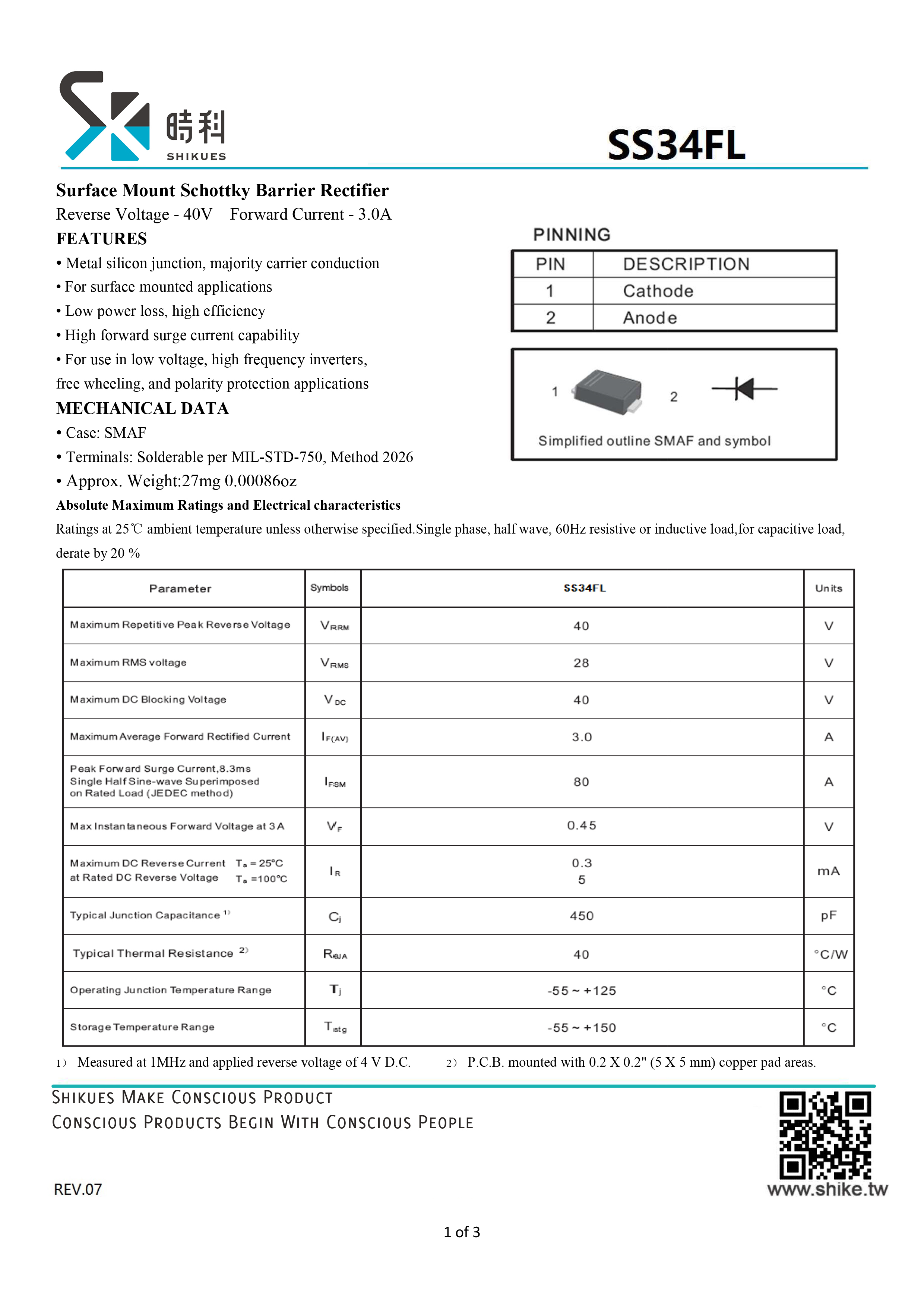 SS34FL-SS34FL-時科全球知名的半导体分立元器件制造商之一